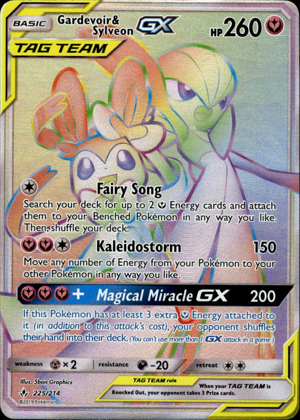 Pokemon TCG Sun & Moon: Unbroken Bonds #225/214 Gardevoir & Sylveon GX