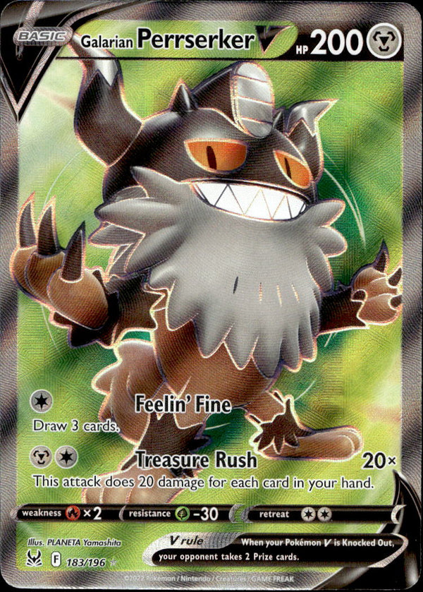 Pokemon TCG SWSH: Lost Origin #183/196 Galarian Perrserker V (Full Art