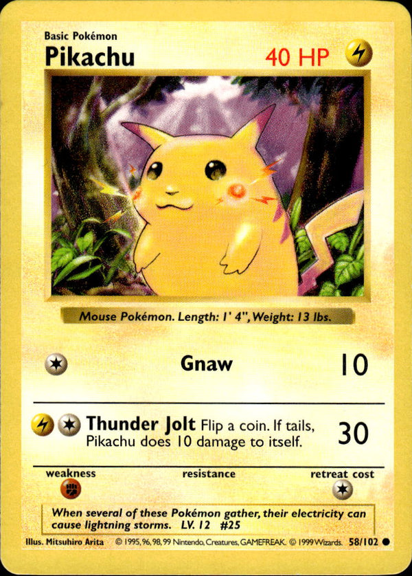 Pokemon TCG WoTC: Base Set (Shadowless) #058/102 Pikachu (Red Cheeks)