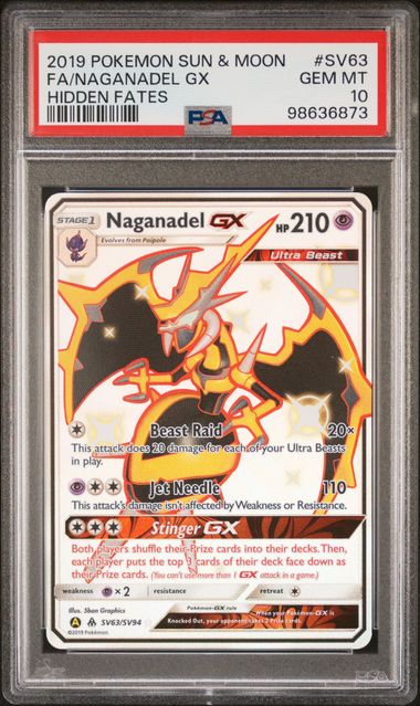 PSA 10 GEM MT: Pokemon TCG Naganadel GX SV63/SV94 - Hidden Fates